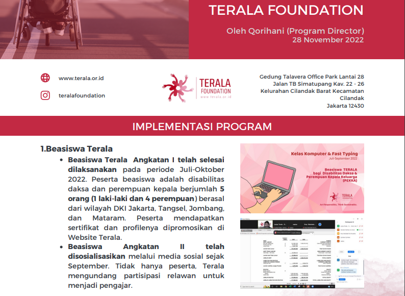 Quarterly Report – TERALA Foundation